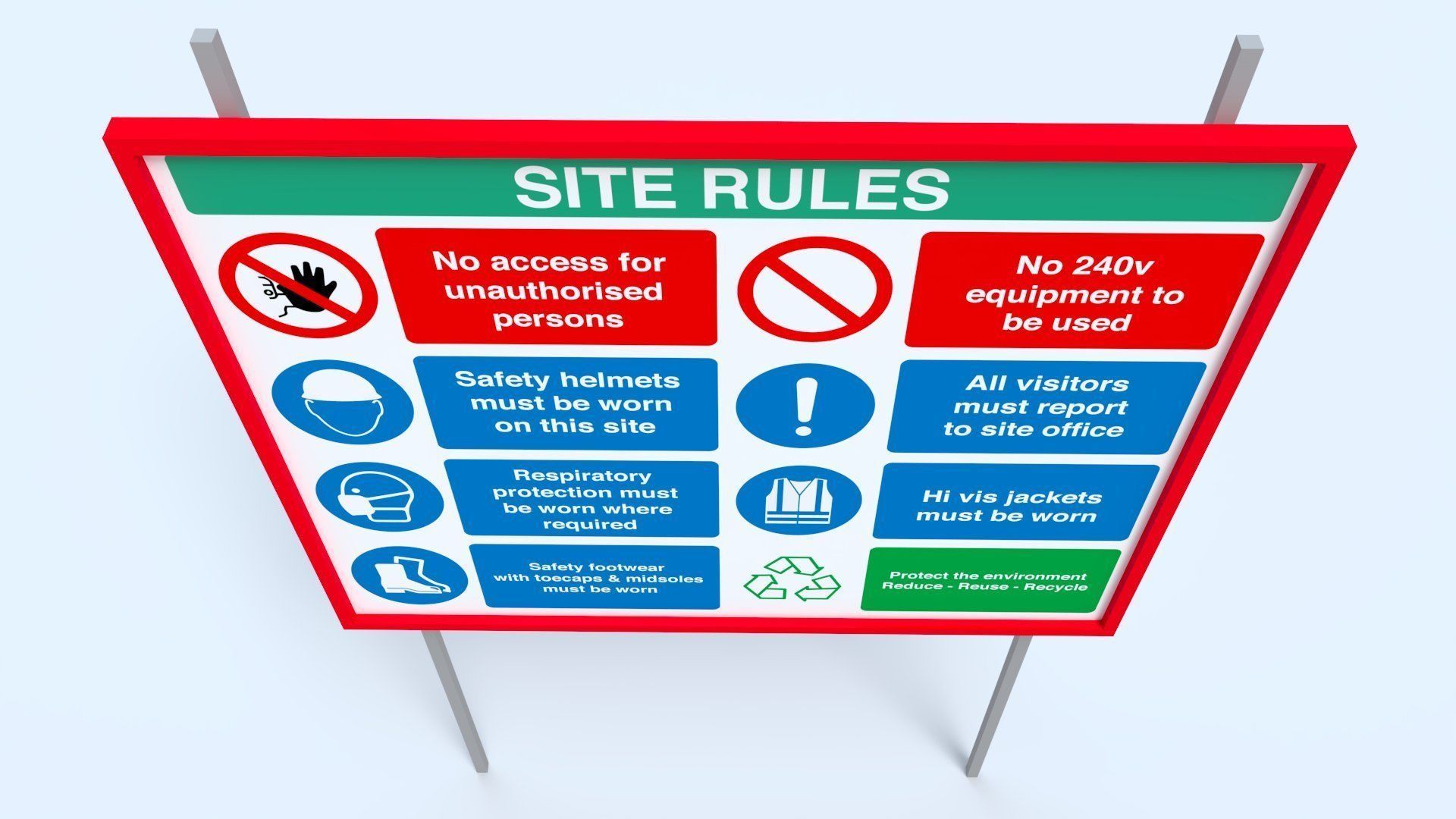 3D model Heath Safety and Environment HSE Sign VR / AR / low-poly ...