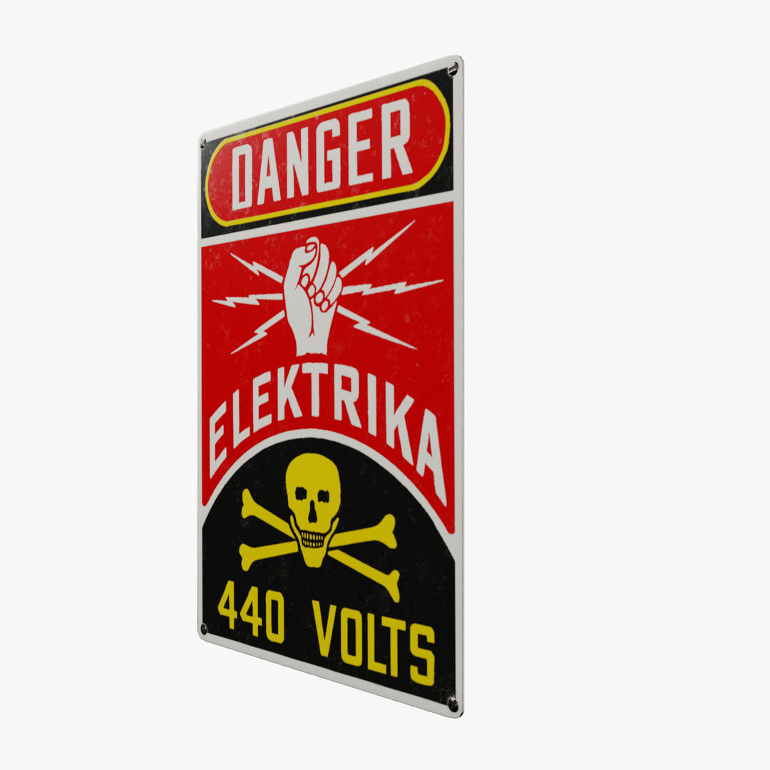 Vintage electric danger sign 02 3D model | CGTrader