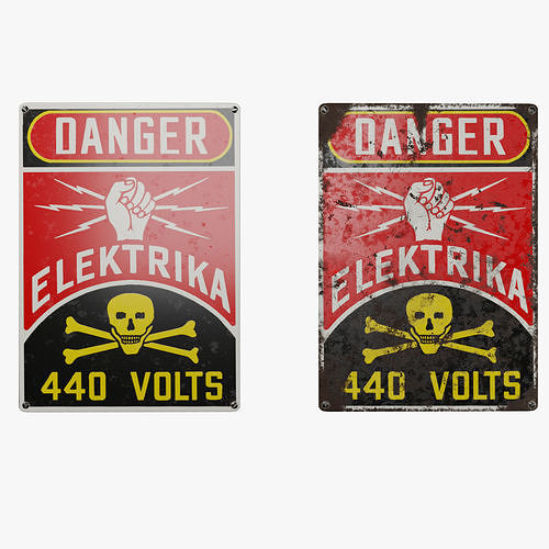 Vintage electric danger sign 02 3D model | CGTrader