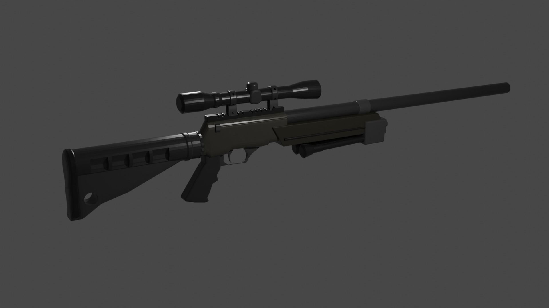 3D model 3D Sniper Low Poly - Model and Textures VR / AR / low-poly ...
