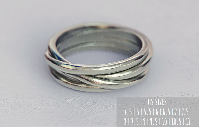 Coiled Band Ring 3D model 3D printable | CGTrader