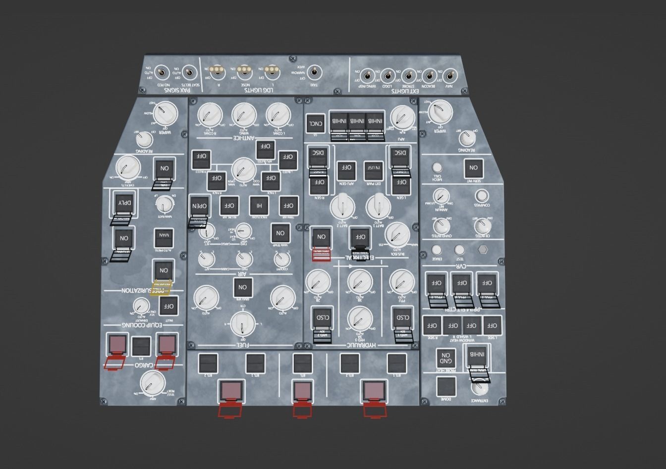 3D model Airbus A220 Cockpit Overhead Animated VR / AR / low-poly ...