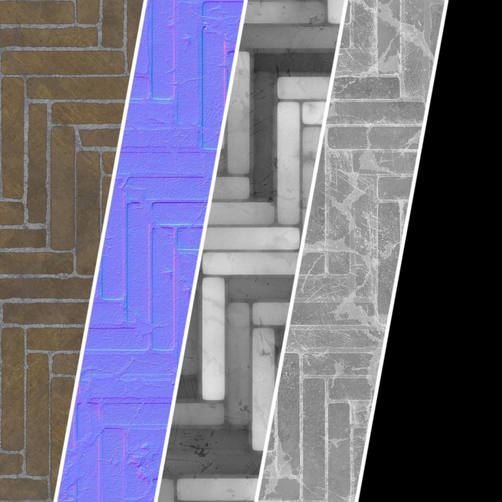 Texture Pavement Materials 45- HerringBone Paving Sbsar Pbr Seamless VR ...