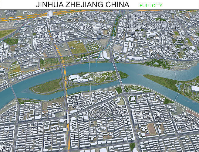 3D model Jinhua Zhejiang China 35km VR / AR / low-poly | CGTrader