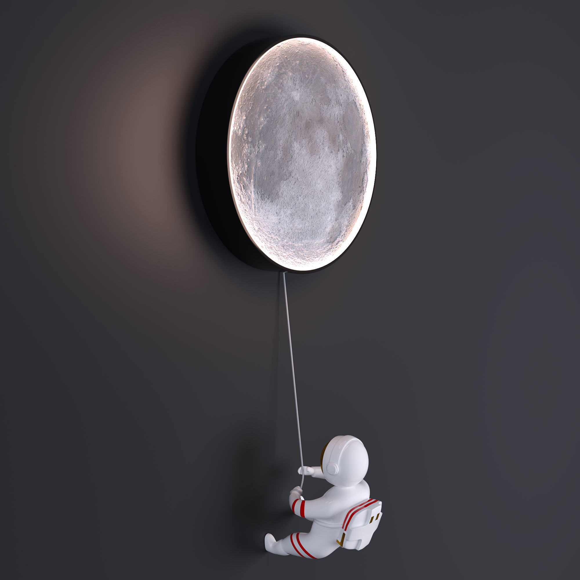 Astronaut And Moon Light Fixture 3D model | CGTrader