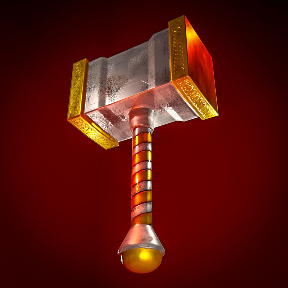 3D model GOLD HAMMER - Game asset low poly VR / AR / low-poly | CGTrader