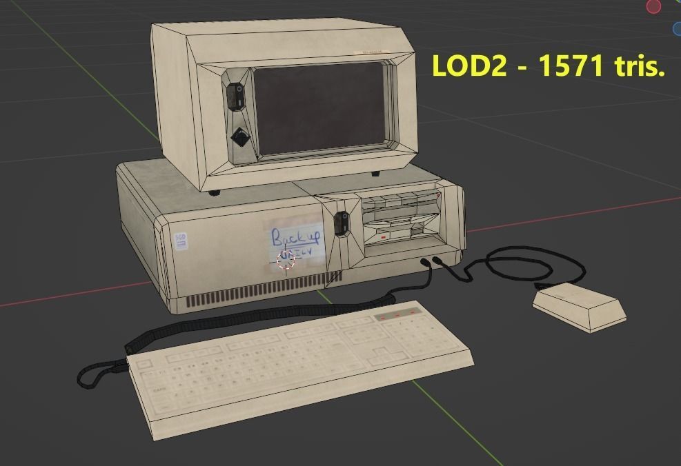 3D model 80s 90s retro desktop PC game-ready PBR 3D model VR / AR / low ...