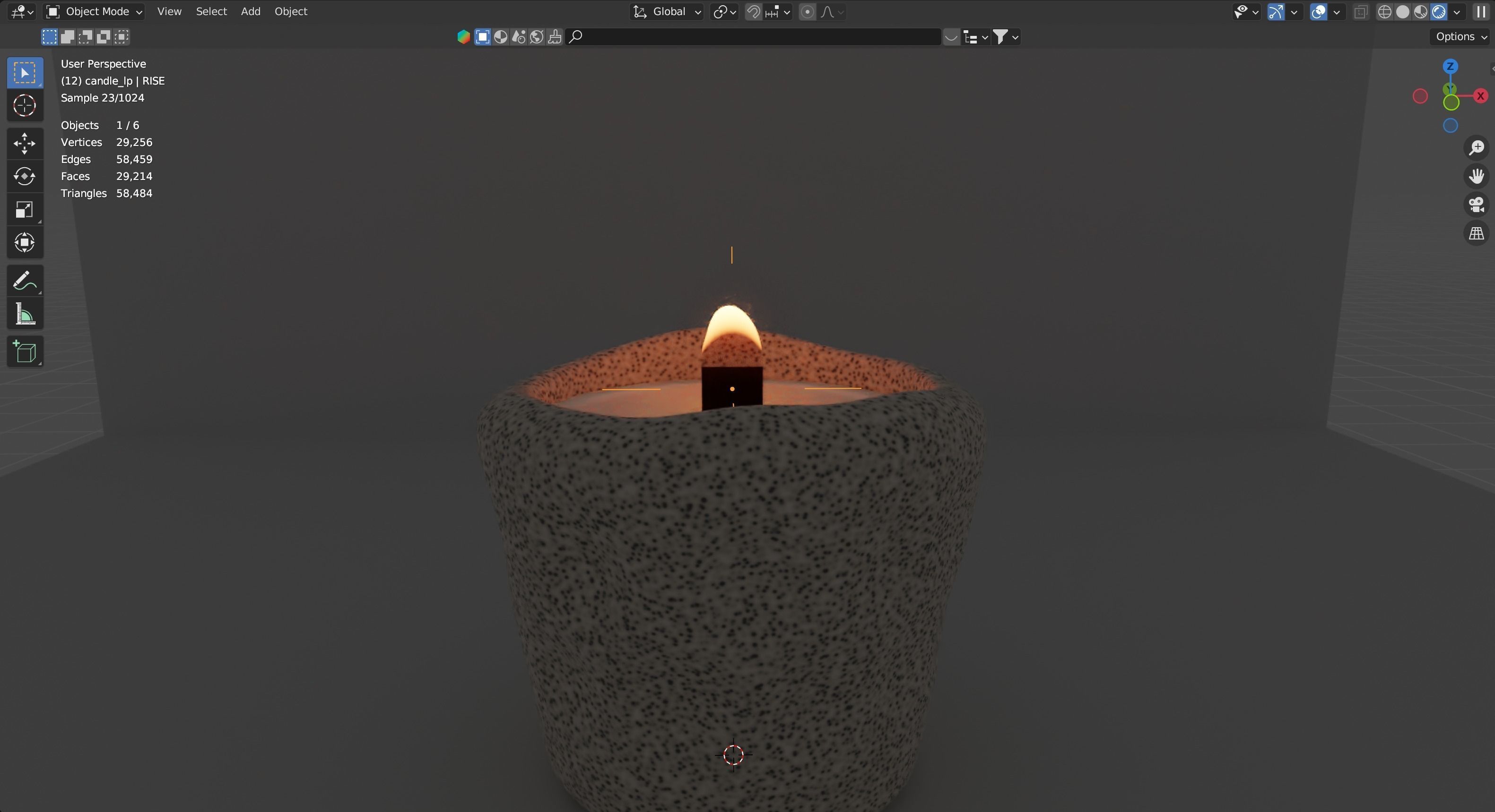 3D model Candle with animated volumetric flame VR / AR / low-poly ...