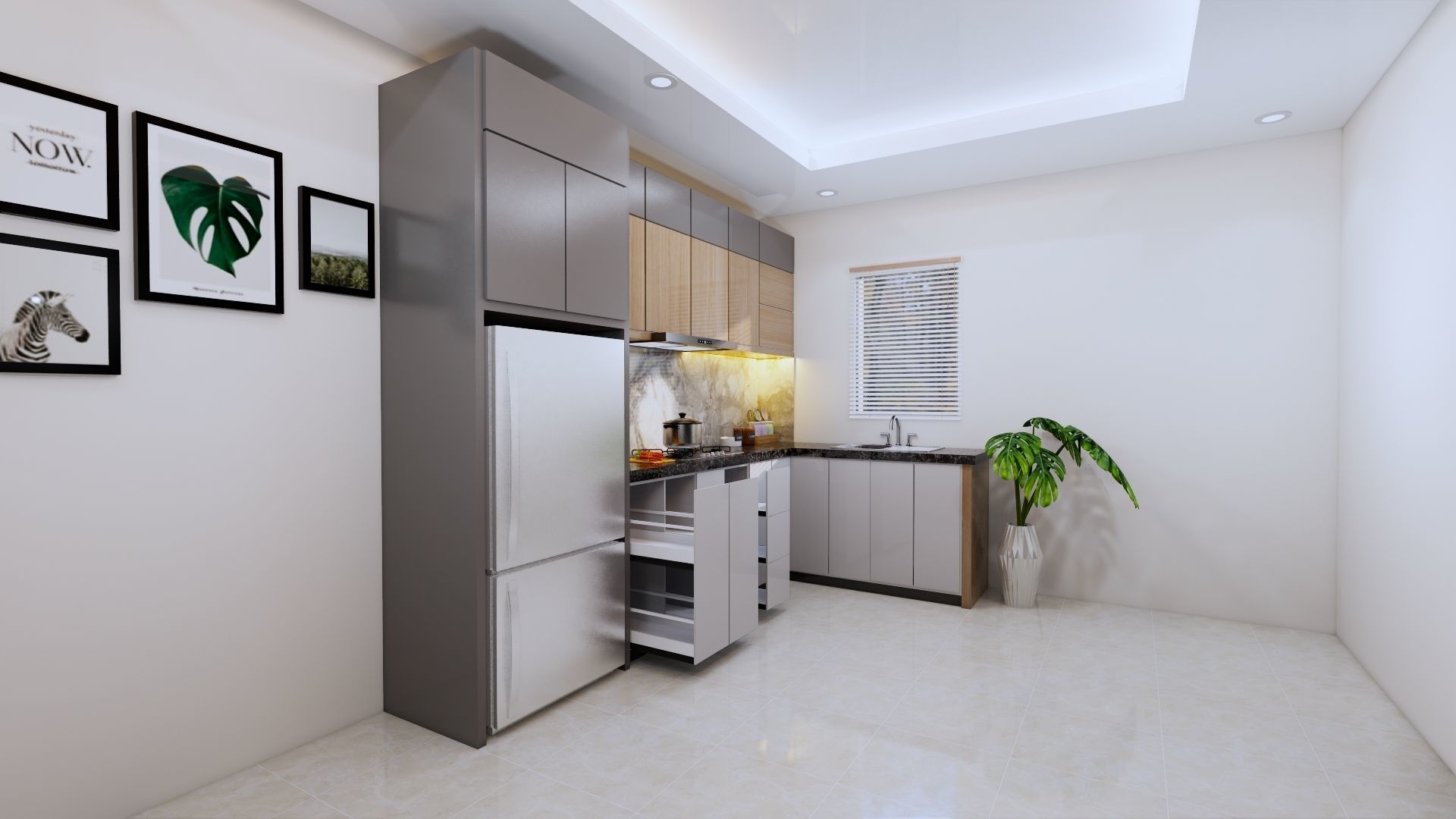 3D model Kitchen set Letter L Minimalist Modern VR / AR / low-poly ...