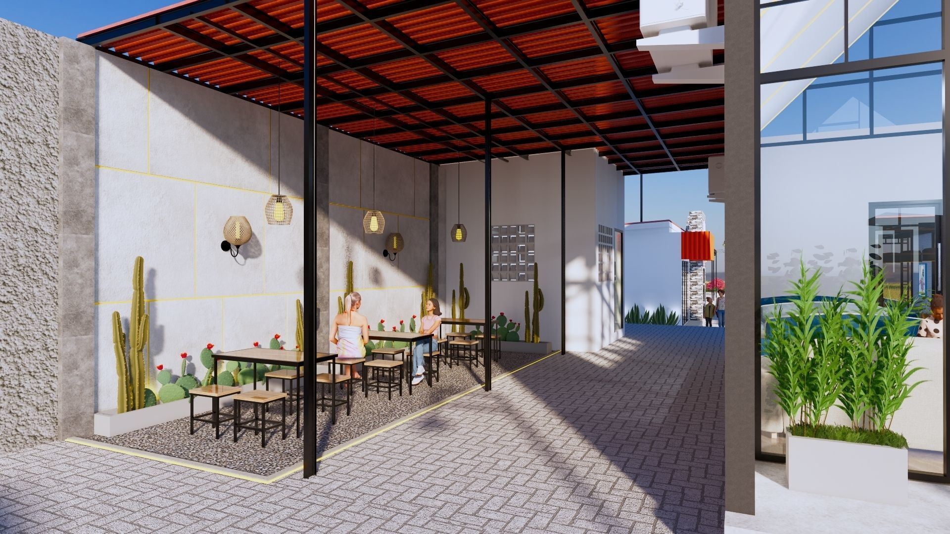 3D model Coffee Shop Design Full Interior Modern Natural VR / AR / low ...