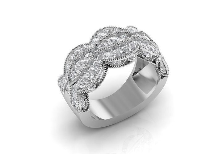 Zales diamond scalop ring 3d model 3D model 3D printable | CGTrader