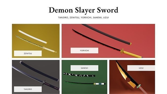 3D Model Collection Demon slayer Sword set - kimetsu no yaiba 3D print ...