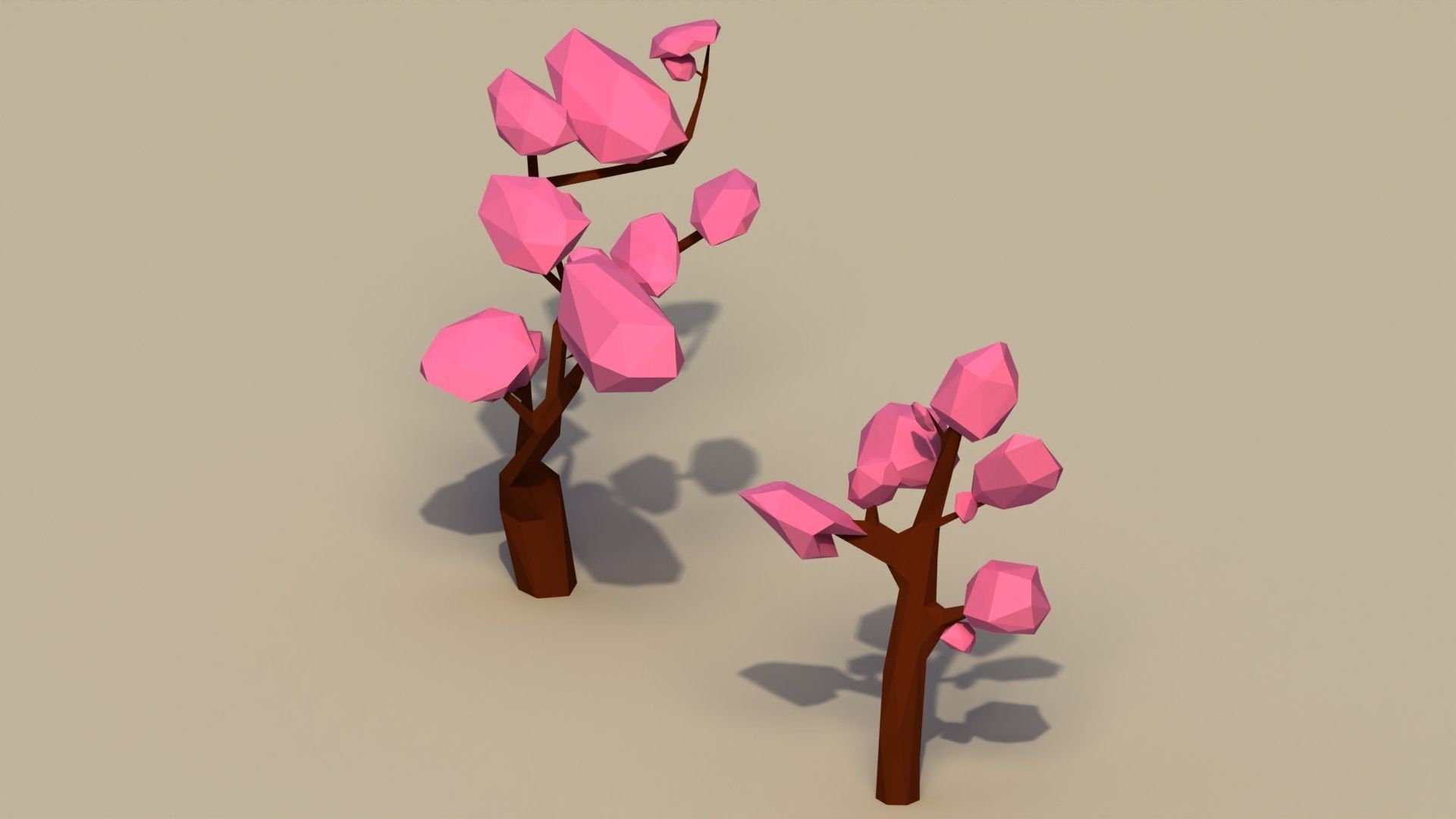 3D model Low Poly Cherry Trees VR / AR / low-poly | CGTrader