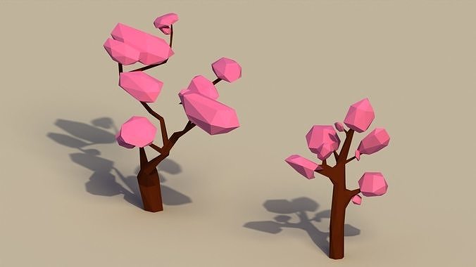 3D model Low Poly Cherry Trees VR / AR / low-poly | CGTrader