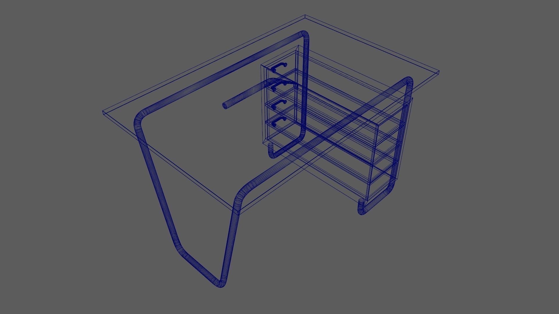 Czech Tubular Desk Working Desk Turquoise 3D model | CGTrader