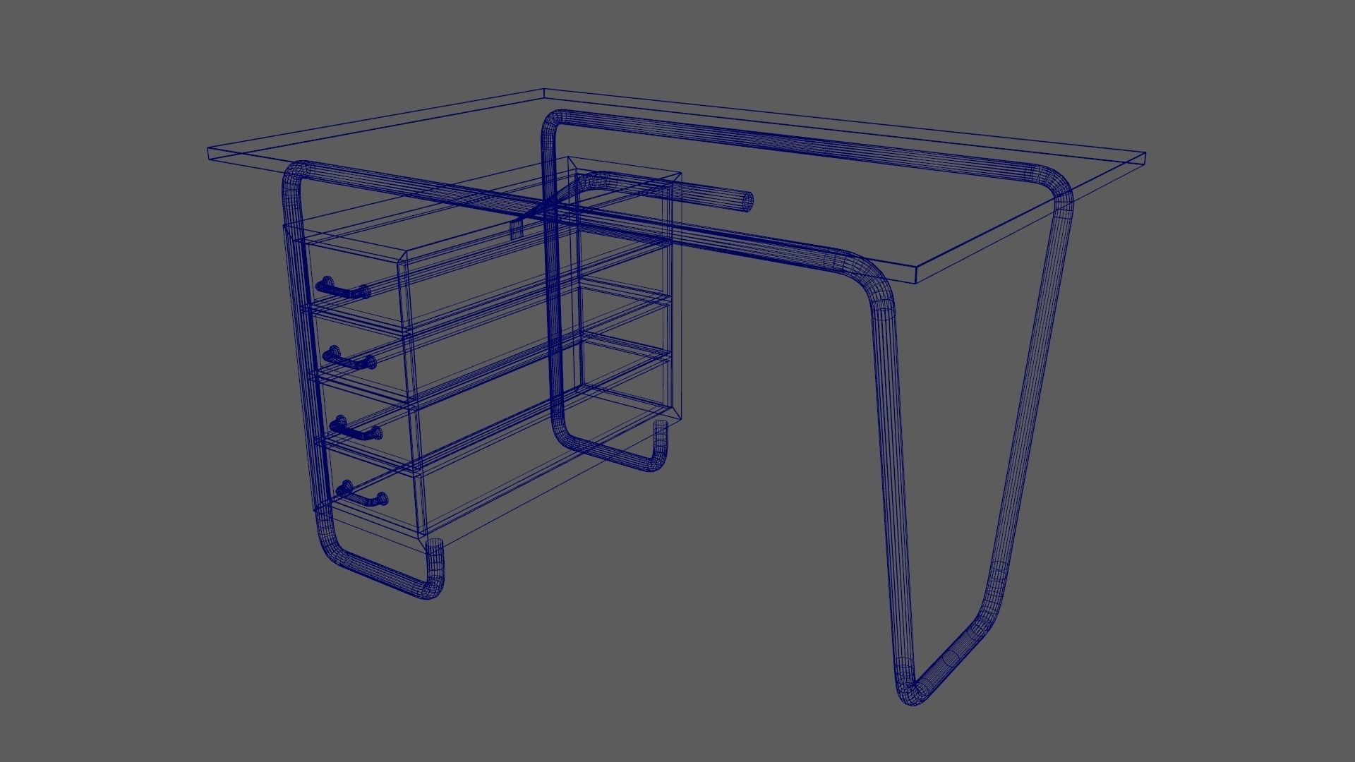 Czech Tubular Desk Working Desk Turquoise 3D model | CGTrader