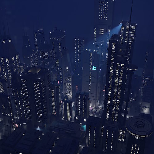 Cyberpunk City Scene - Blender - 50 Buildings with materials 3D model ...