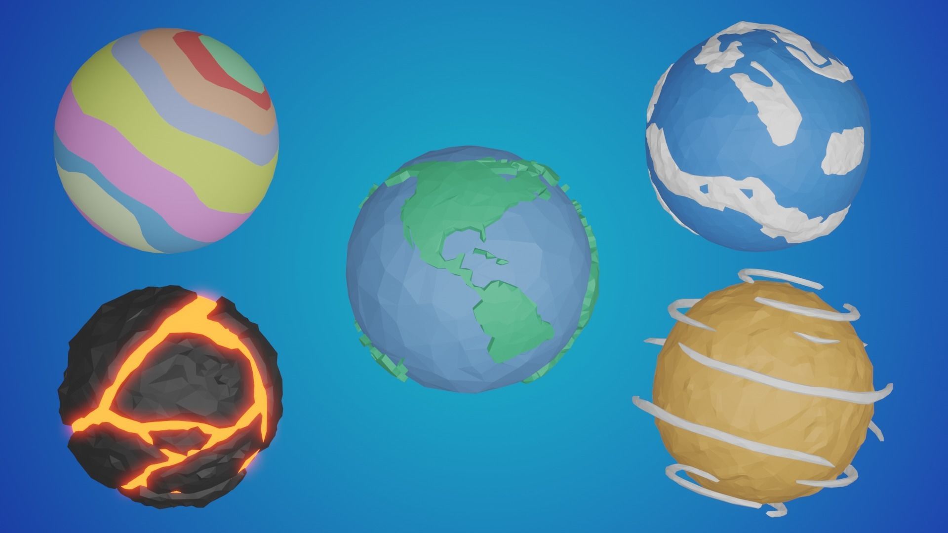3D model LowPoly Planets Pack VR / AR / low-poly | CGTrader