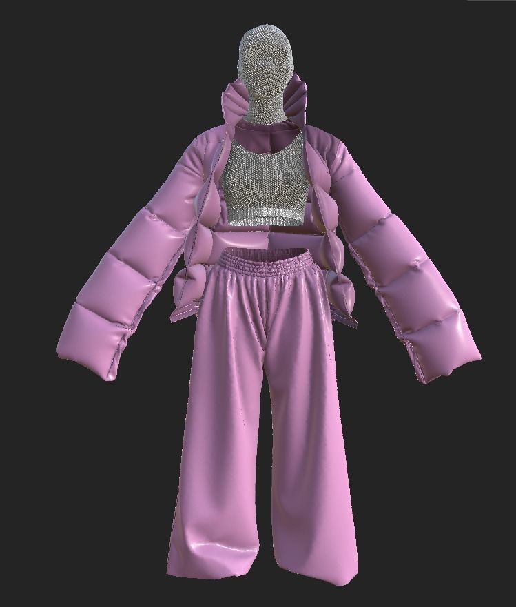 3D model puffy jacket Cloth Garment nilon Fashion 3D model 3D model VR ...