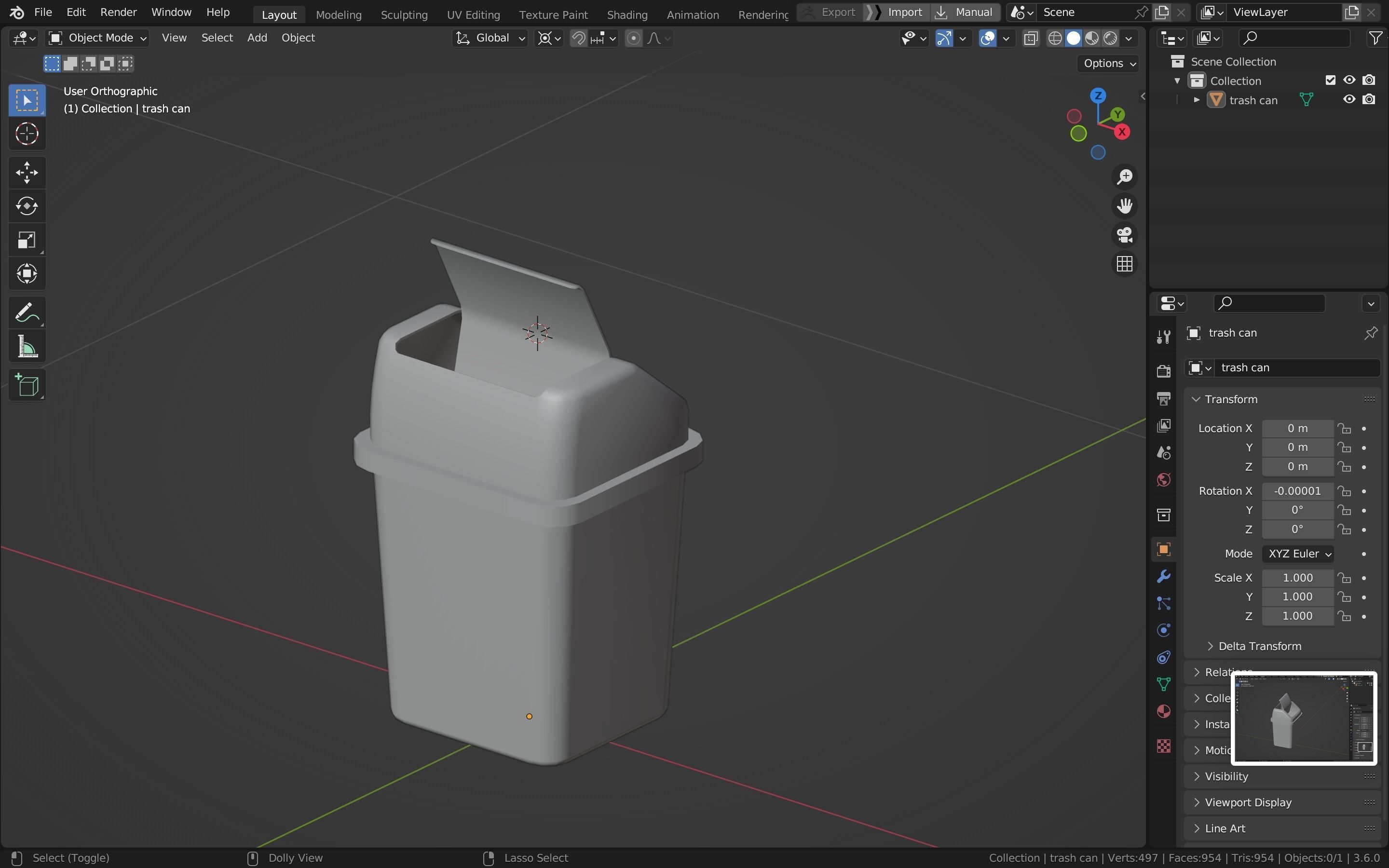 3D model Trash can VR / AR / low-poly | CGTrader