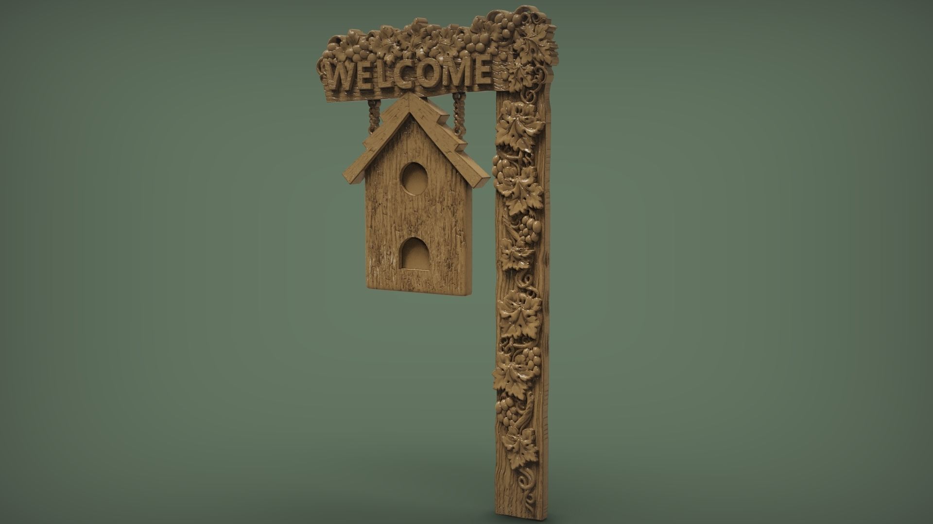 Welcome sign board with bunch of grapes 3D model 3D printable | CGTrader