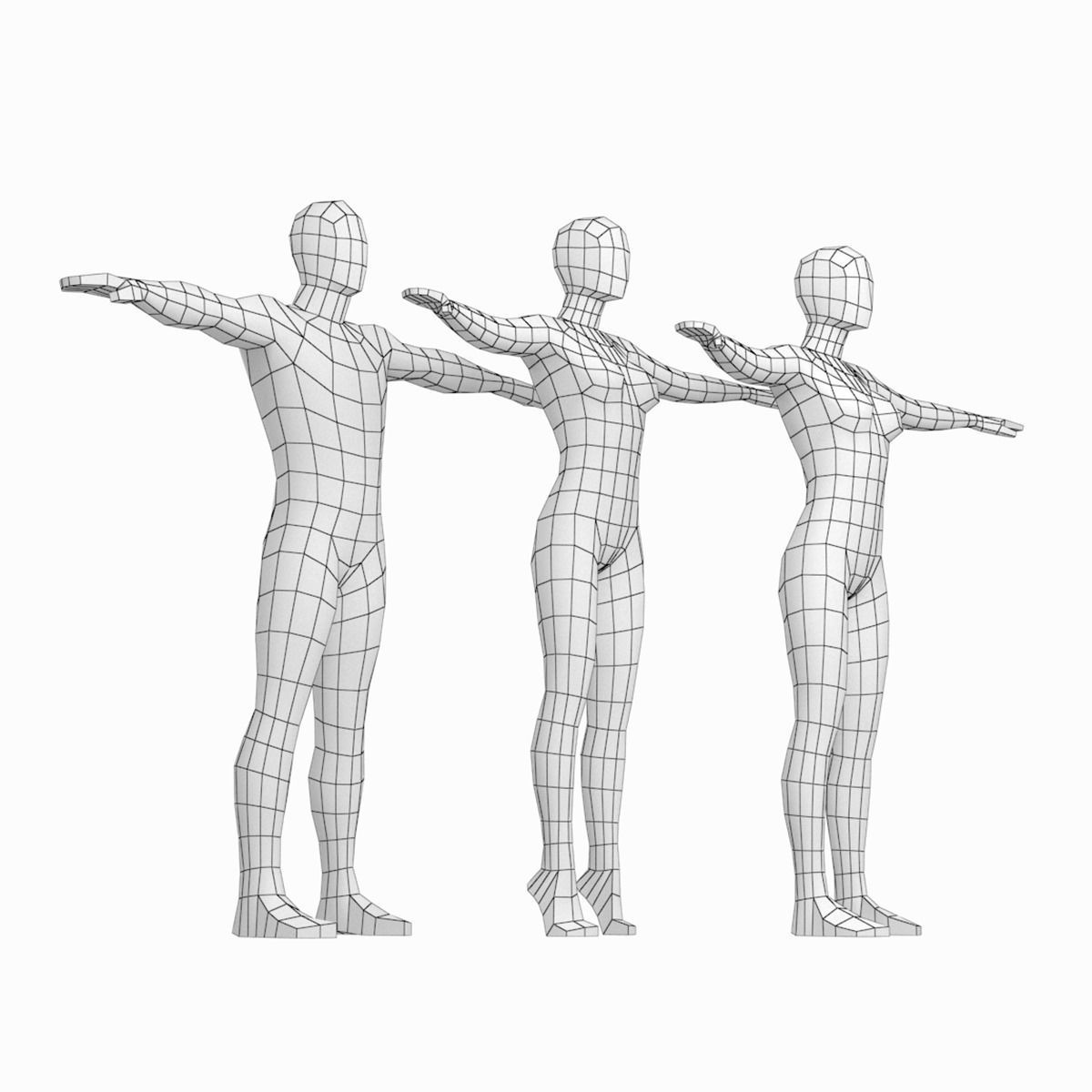Natural Female and Male in T-Pose Base Mesh 3D model | CGTrader