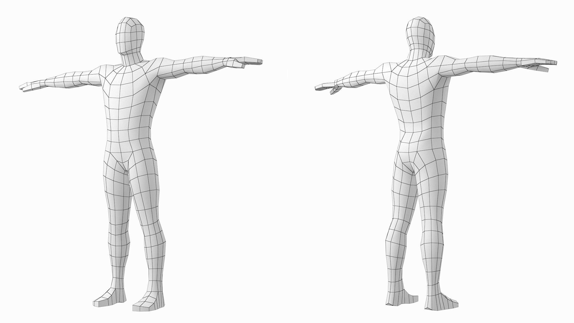 Natural Female and Male in T-Pose Base Mesh 3D model | CGTrader
