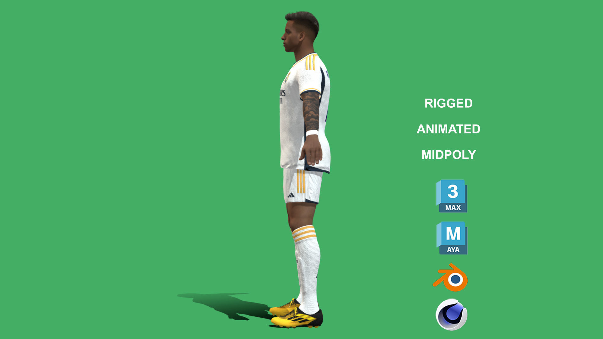 3D Rigged Rodrygo Real Madrid 2024 3D model animated rigged | CGTrader