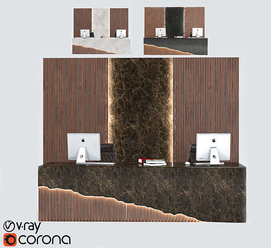 wood and stone reception desk 2015 3D model | CGTrader