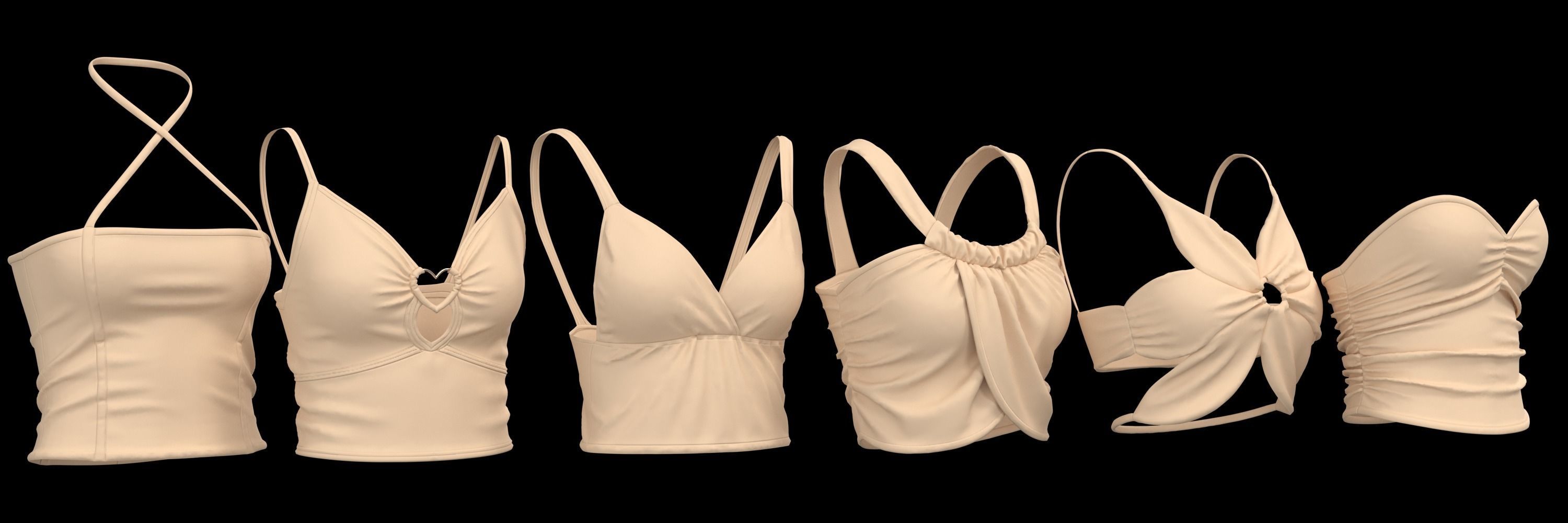 12 Womens Crop Top 3D model | CGTrader