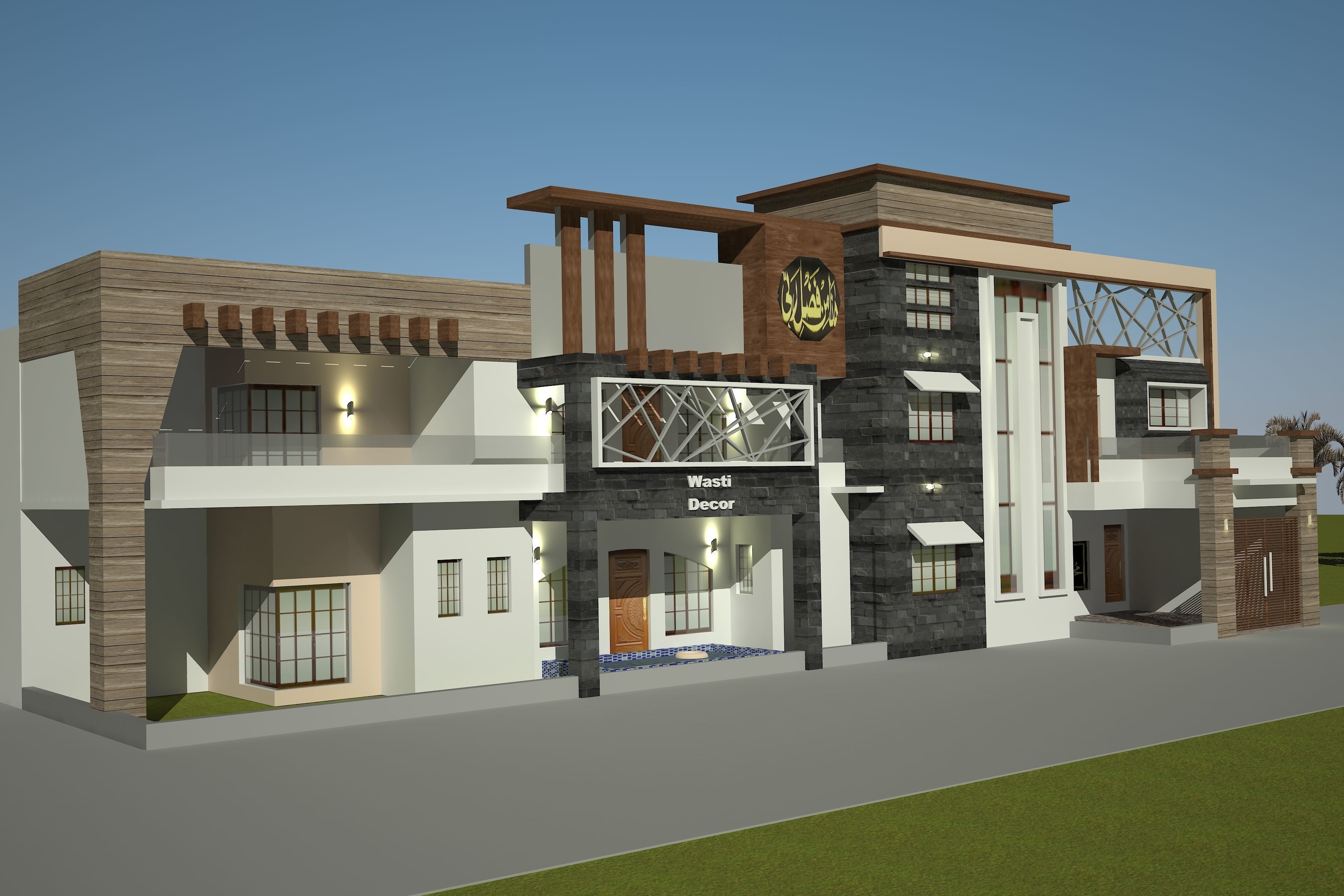 3D model Modern Elevation Corner House Residential 154 VR / AR / low ...