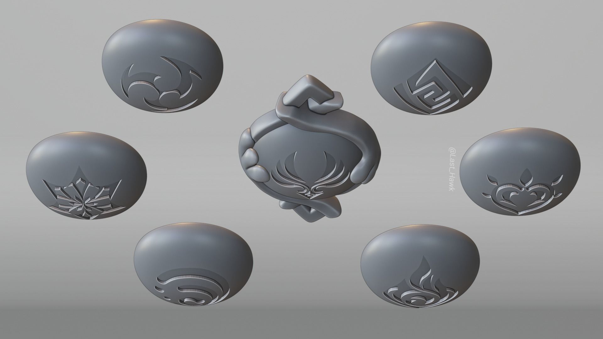 Fontaine Vision Eye of God Genshin Impact 3D model 3D printable | CGTrader