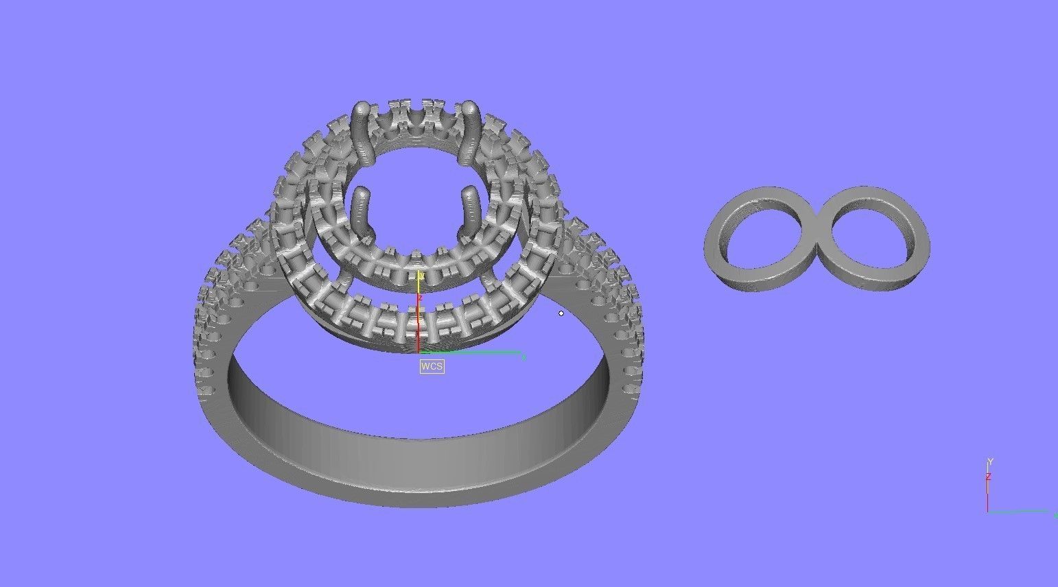 Round Diamond Double Halo Micro Prong Setting Engagement Ring 3D model ...