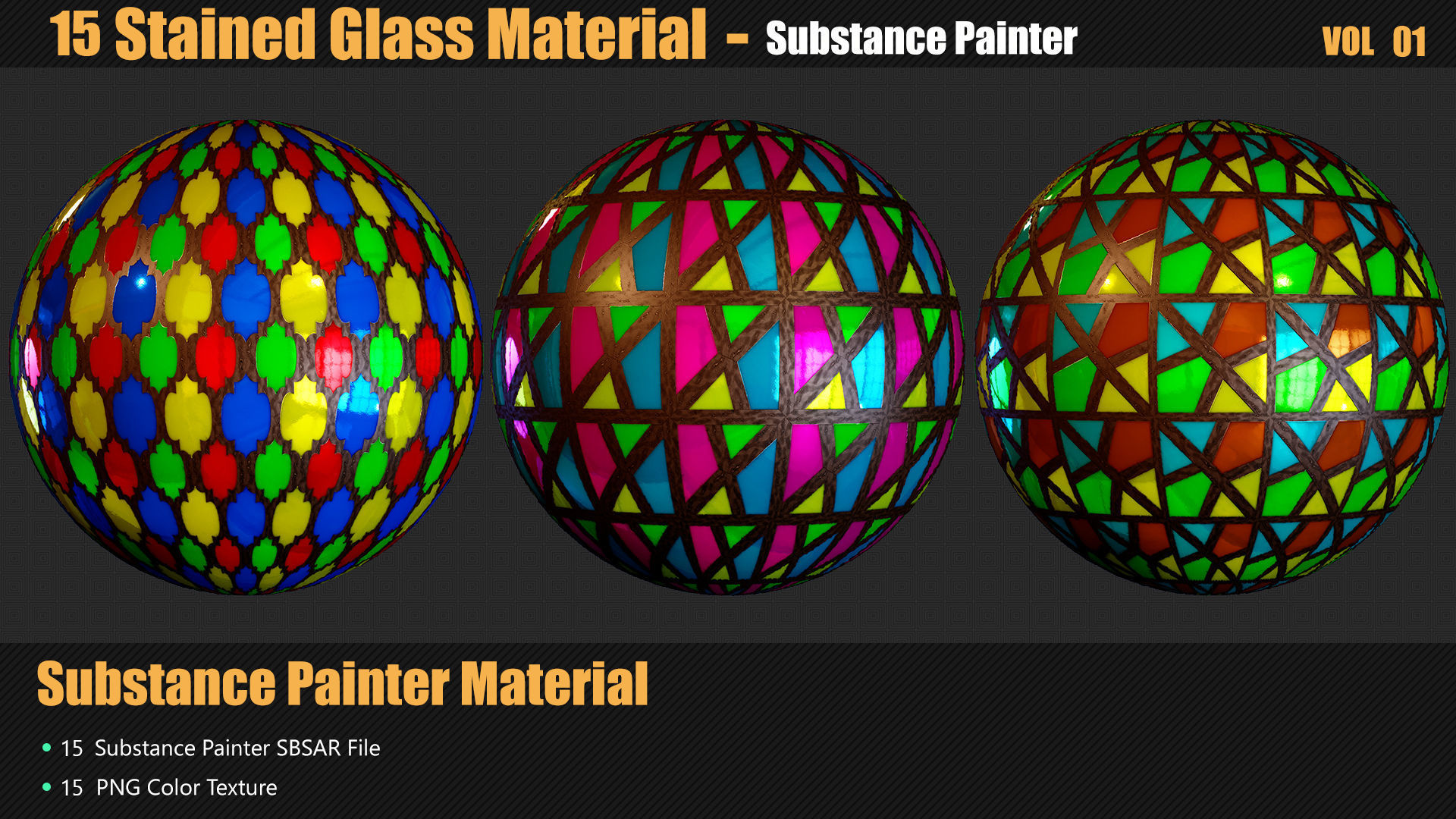 15 Stylized Stained Glass Materials Substance Painter Texture | CGTrader
