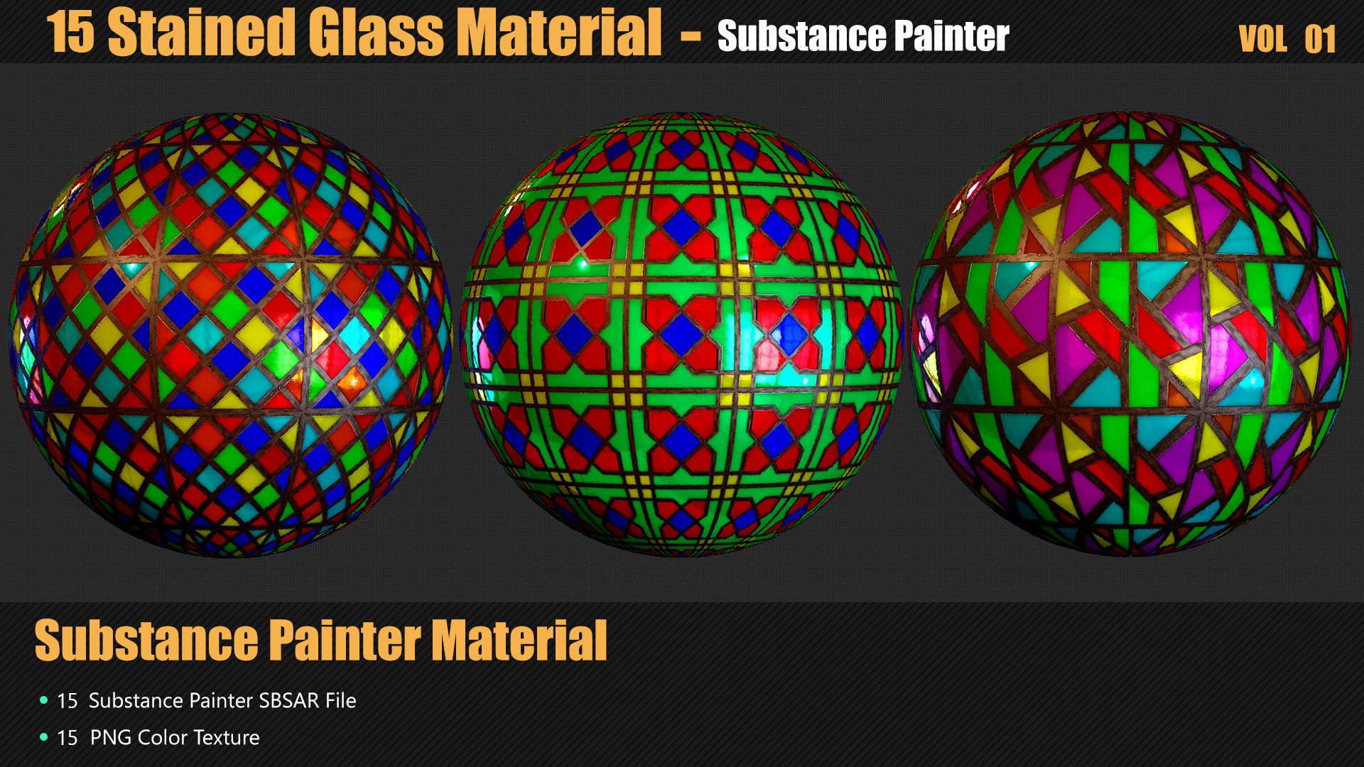 15 Stylized Stained Glass Materials Substance Painter Texture | CGTrader