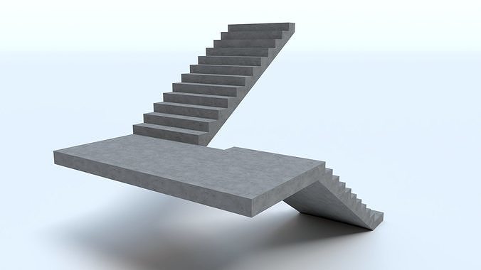3D model U-shaped Half Landing Concrete Staircase VR / AR / low-poly | CGTrader