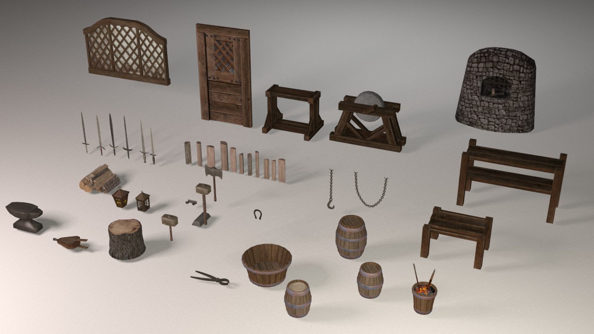 3D model Blacksmith tools VR / AR / low-poly | CGTrader