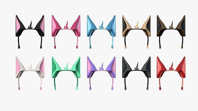 10 Furry Ears Tiara D Collection - Headband Character Design VR / AR ...