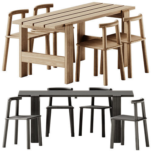 Weekday Table by Hay and MIDI Open back chair by Found 3D model | CGTrader