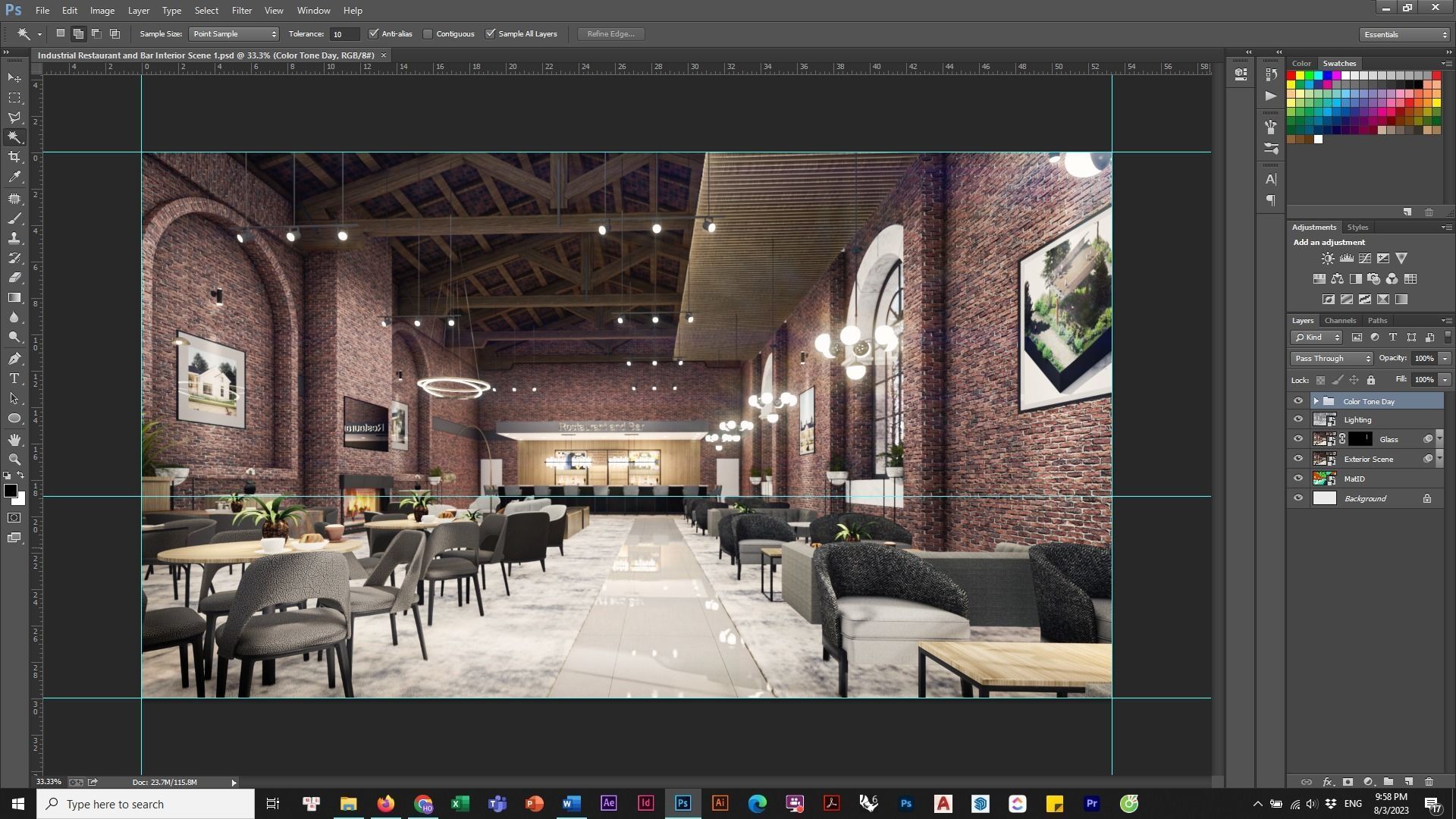 Industrial Restaurant and Bar Interior - 2D drawing A1 size 3D model ...