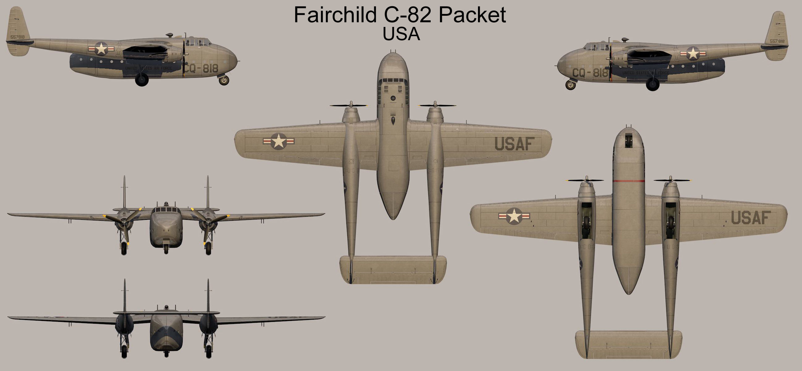 Fairchild C-82 Packet 3D model | CGTrader
