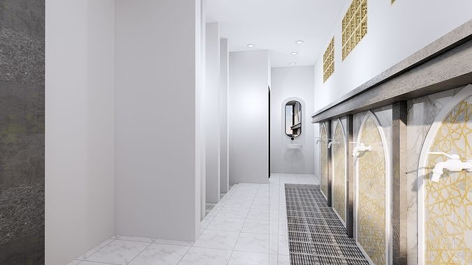 3D model Toilet and Wudhu spot at Mosque smallMosque Prayer room islam ...