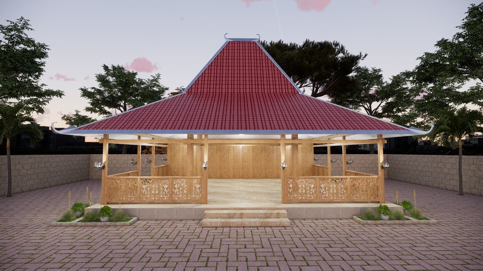 3D model Joglo Javanese Traditional Wood House Design VR / AR / low ...