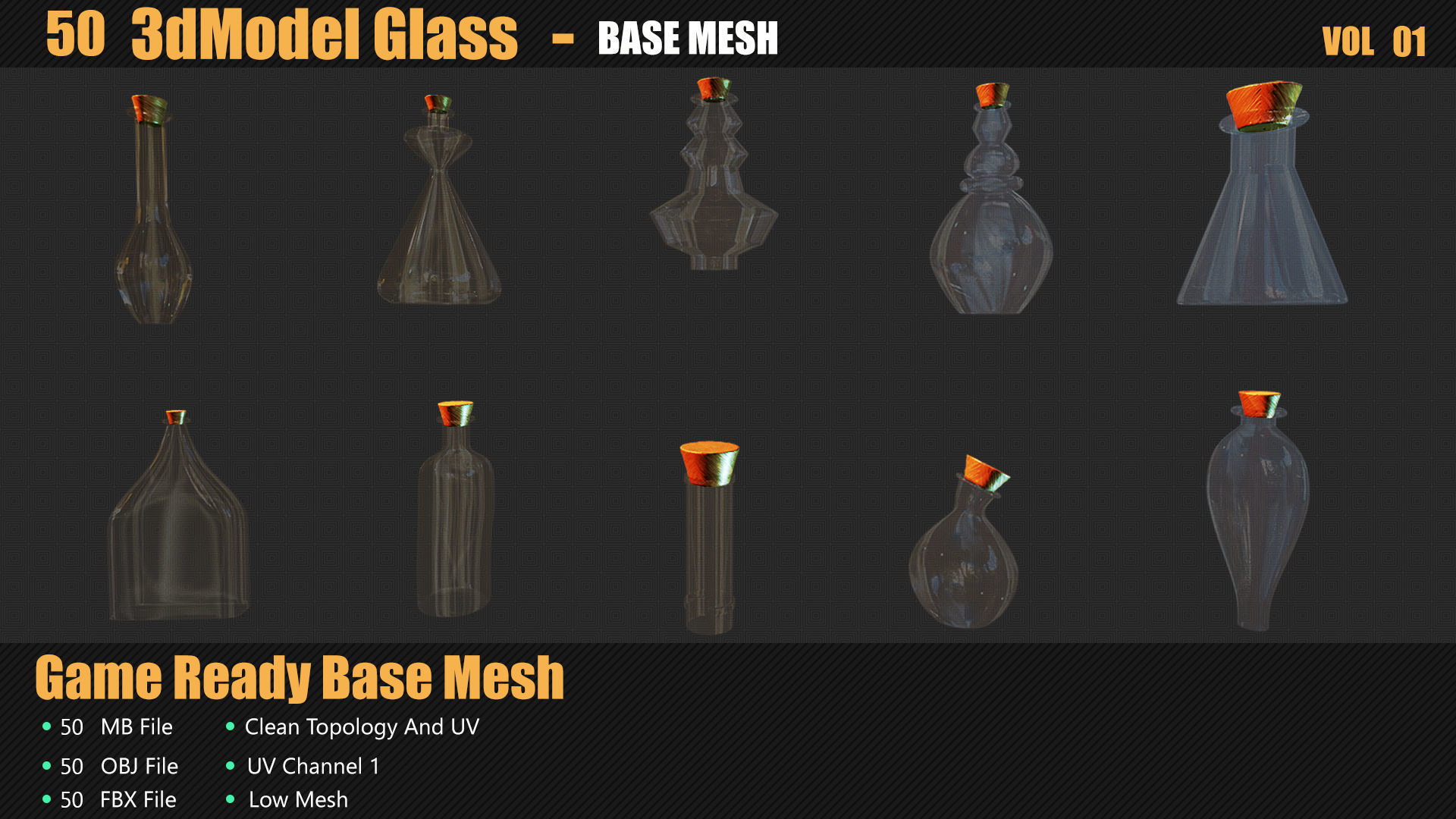 50 3D Glass Models Base Mesh In Maya 3D model | CGTrader