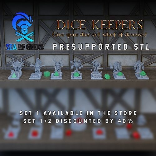 Dice Keepers - 7 of 14 miniature and polyhedral dice stand 3D model 3D ...