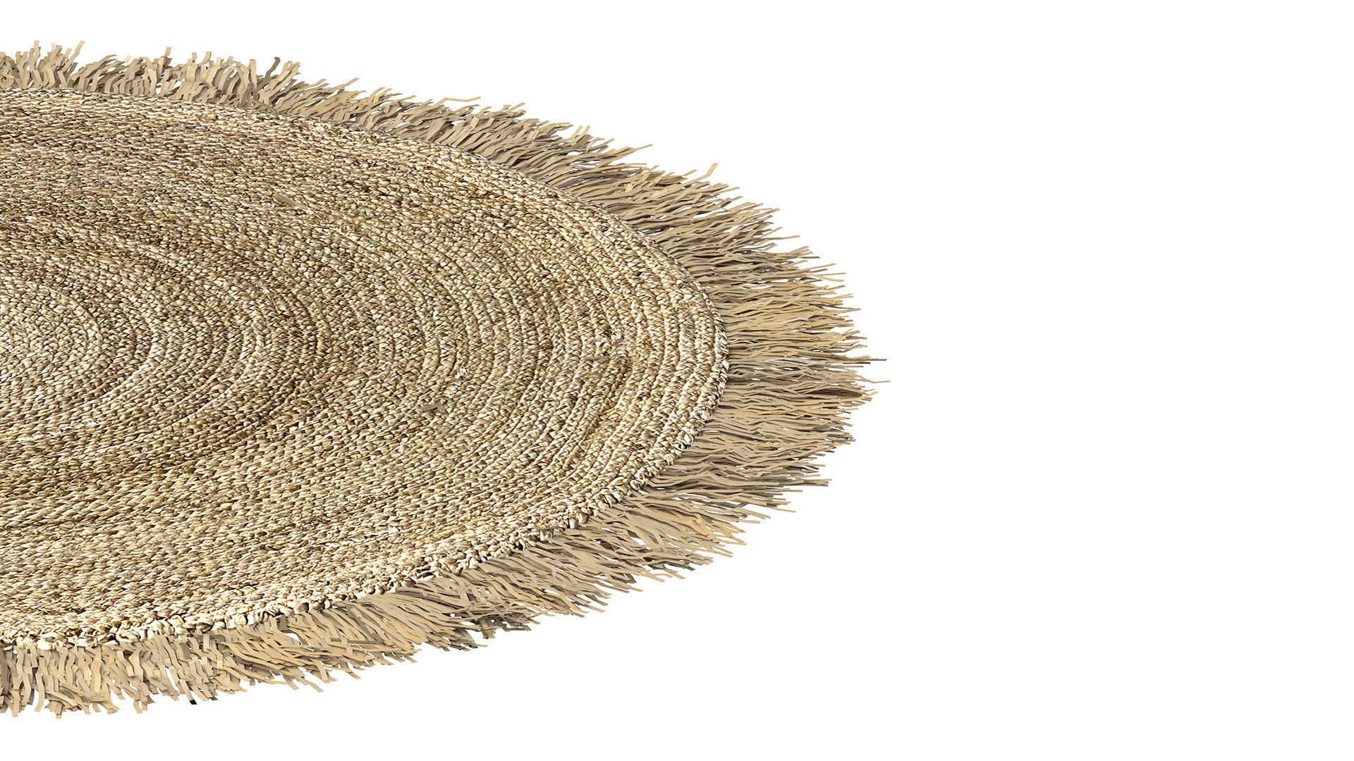 Hand Woven Rafia Jute Braided Rug Round Natural 3D model | CGTrader
