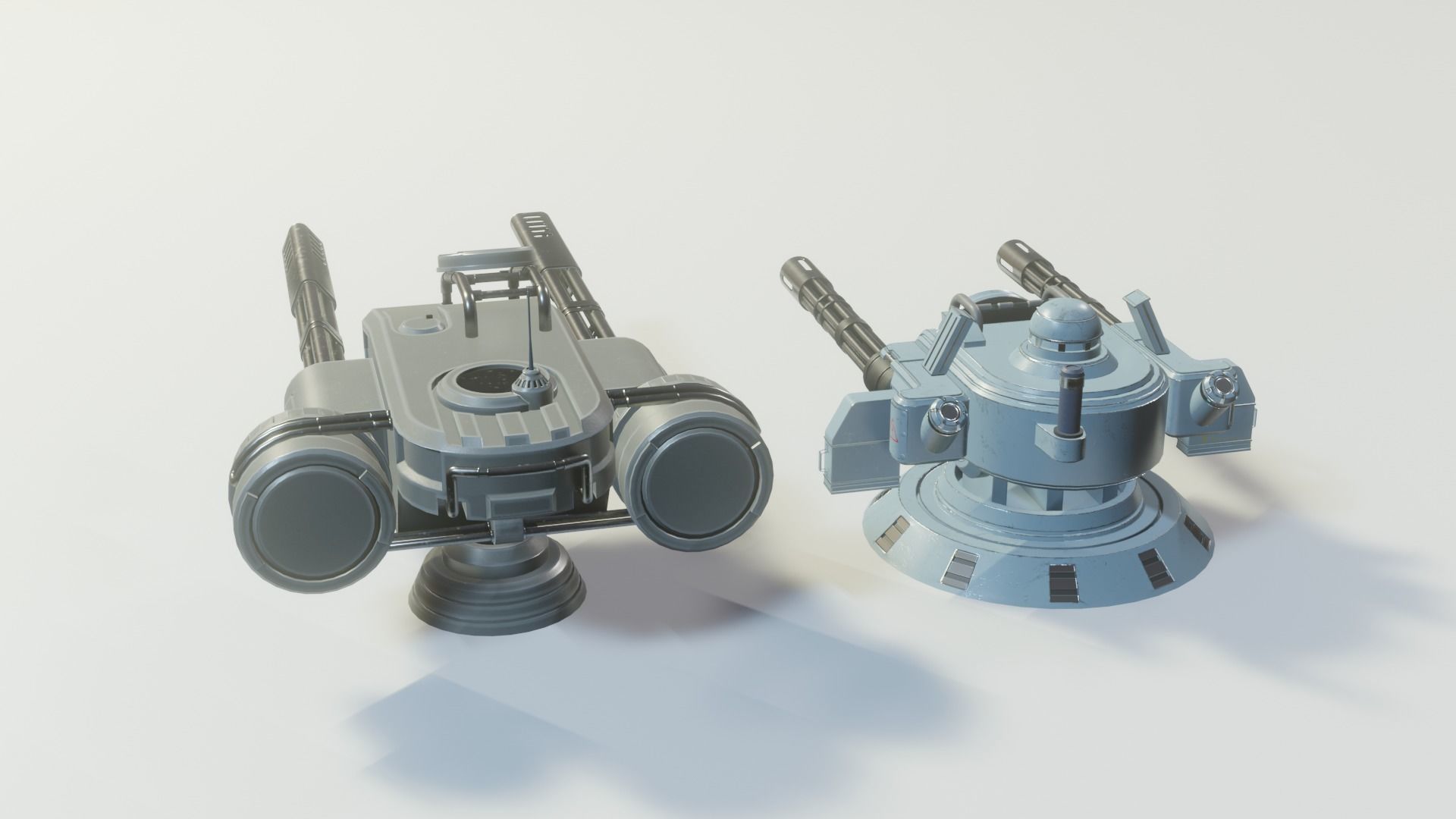 3D model Sci Fi Turrets Low Poly Game Ready 3D model Pack VR / AR / low ...