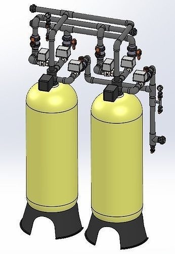 Multi-Media Filter Assembly D24XH72 FRP Tanks 3D model | CGTrader