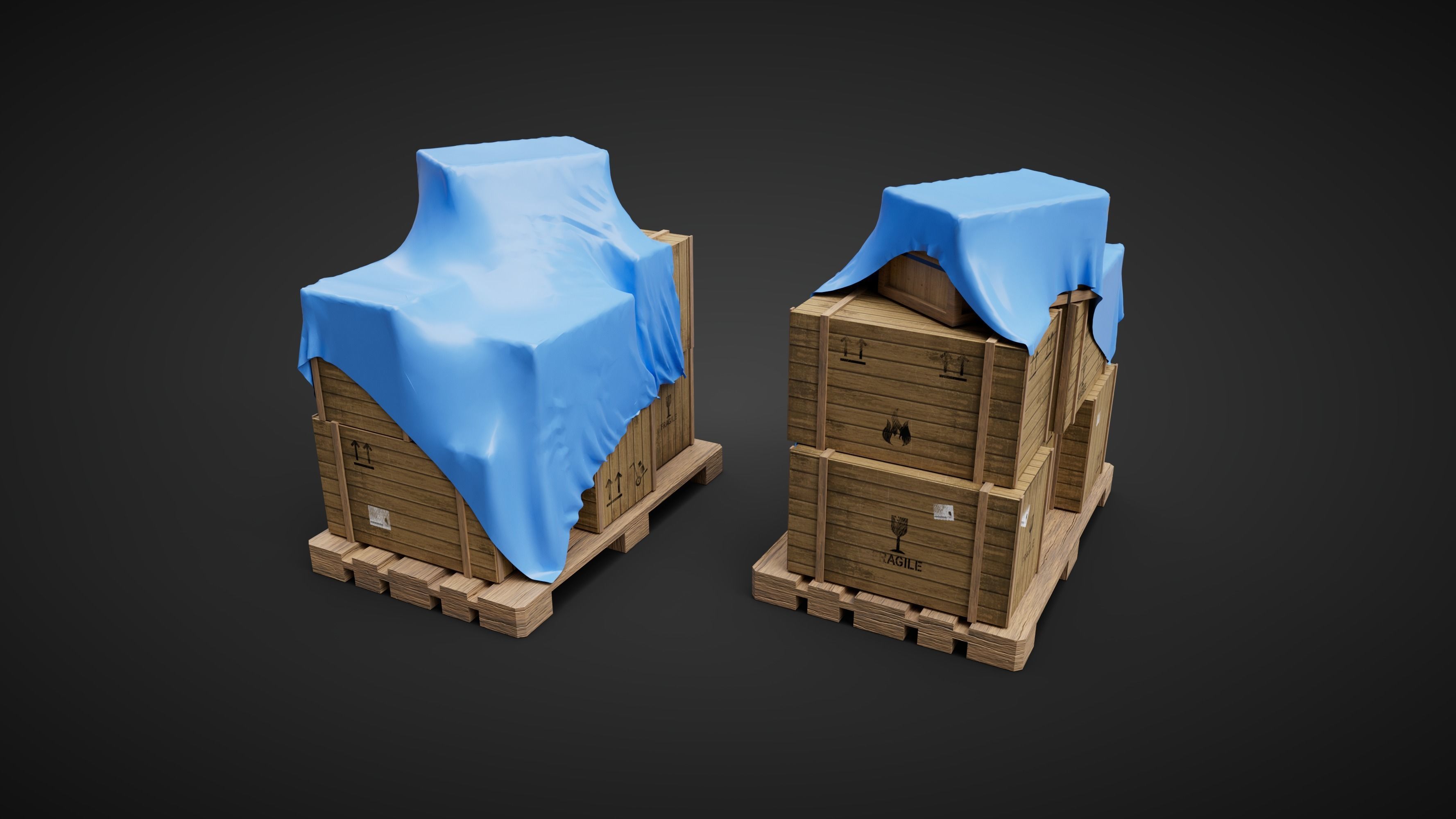 3D model Wood Boxes pack VR / AR / low-poly | CGTrader