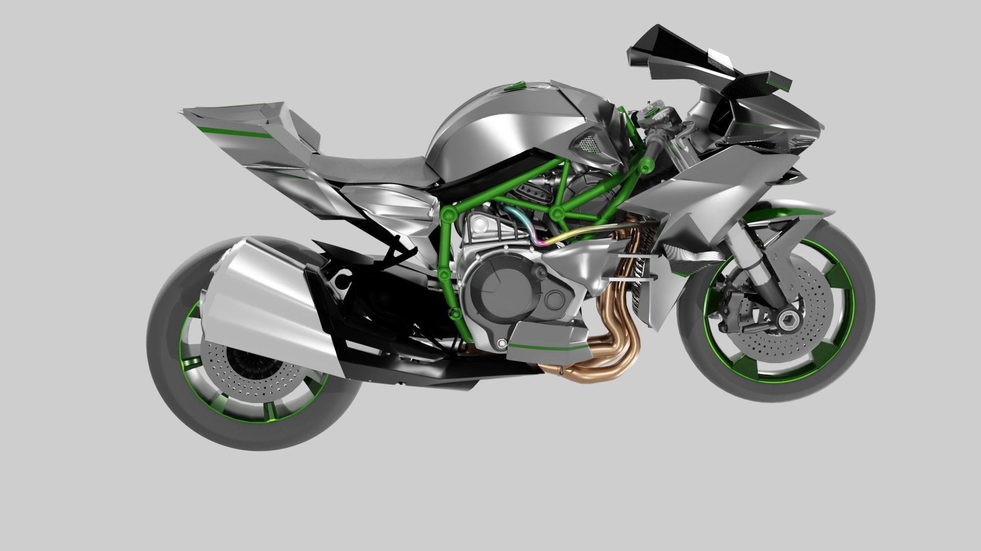 Kawasaki Ninja H2R - Supersport Racing Motorcycle 3D model | CGTrader